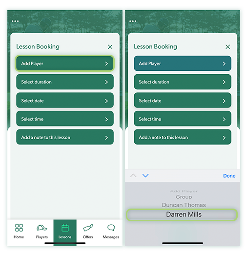 Booking a lesson - Lesson Pro